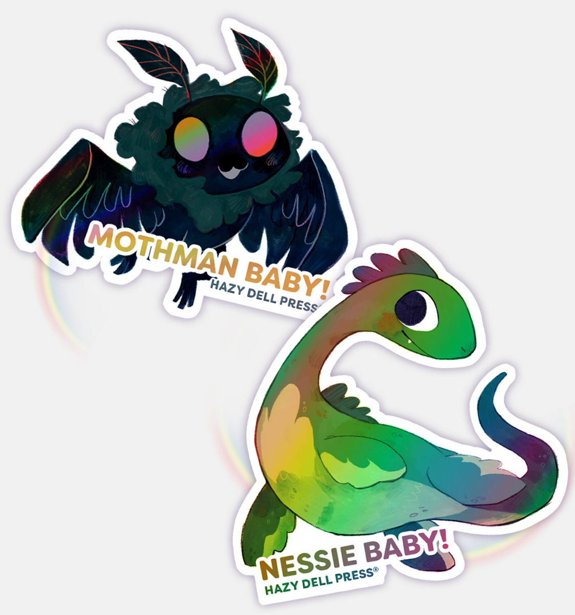 Mothman Baby and Nessie Baby Holographic Sticker Set – Hazy Dell Press